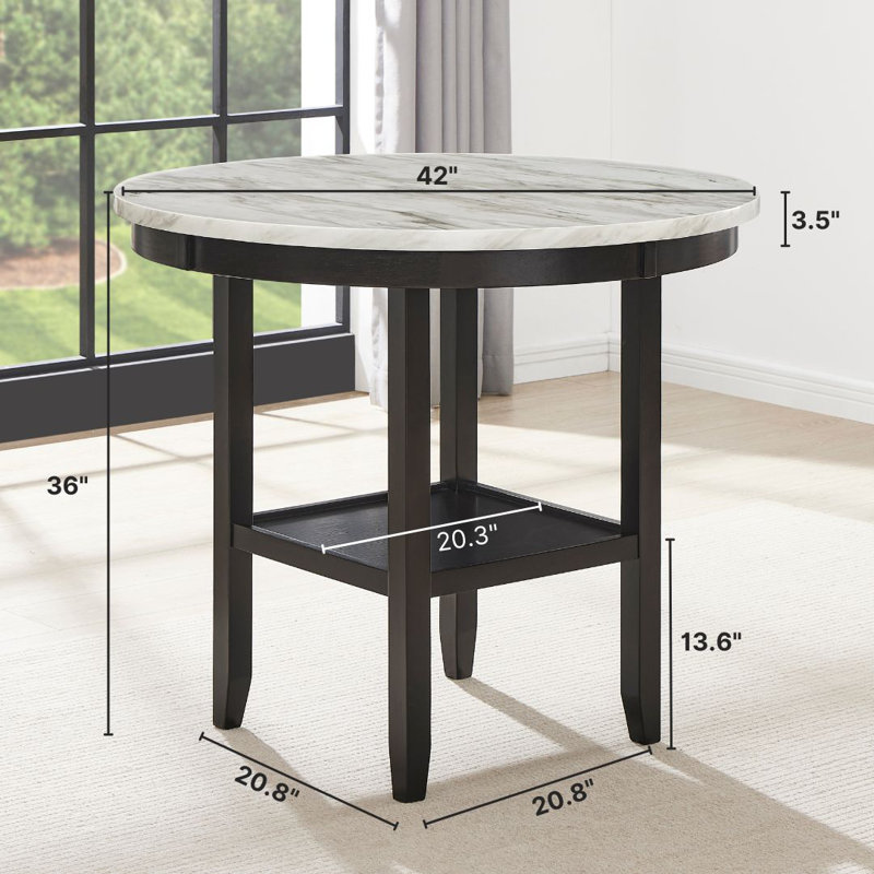 Winston Porter Triss Round Counter Height Wood Dining Table with Shelf ...