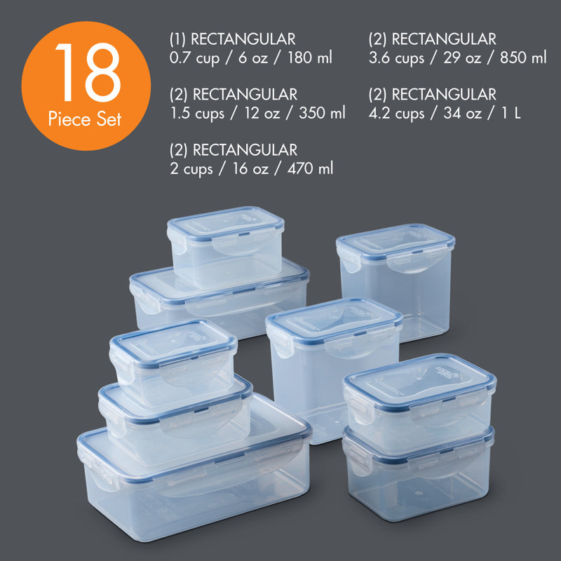 LocknLock Easy Essentials Food Storage Container Set, 18-Piece ...