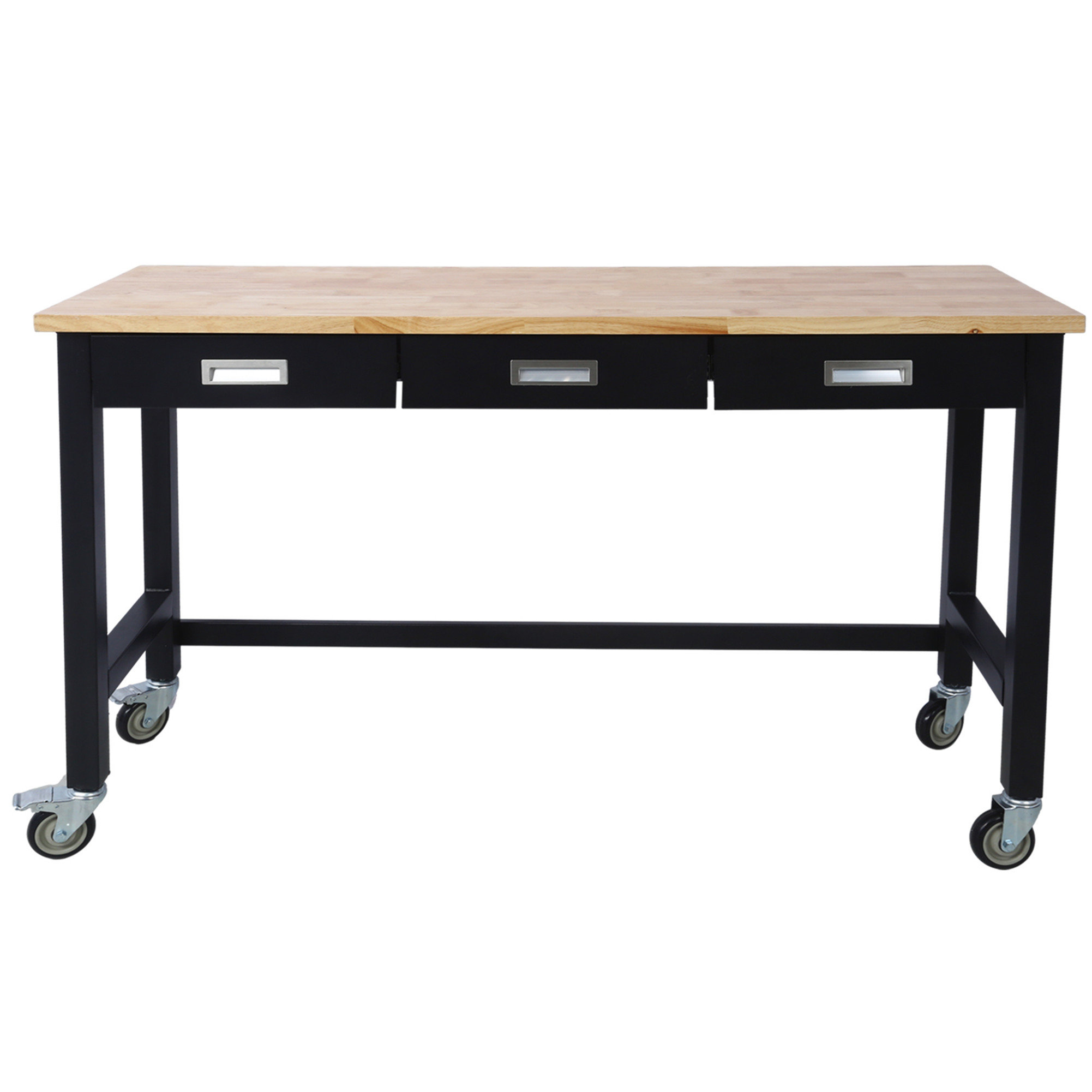 17 Stories Plaskitt 60in W Work Bench with Drawer, Bamboo Wood Work ...