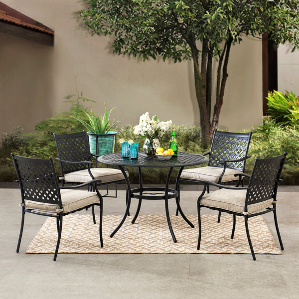 Sunjoy Round 4 - Person 41.93cm Long Dining Set with Cushions | Wayfair ...