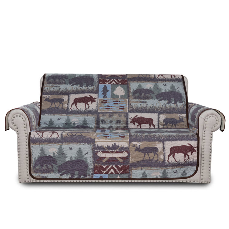 Loon Peak® It's a Wildlife Patchwork Box Cushion Loveseat Slipcover ...