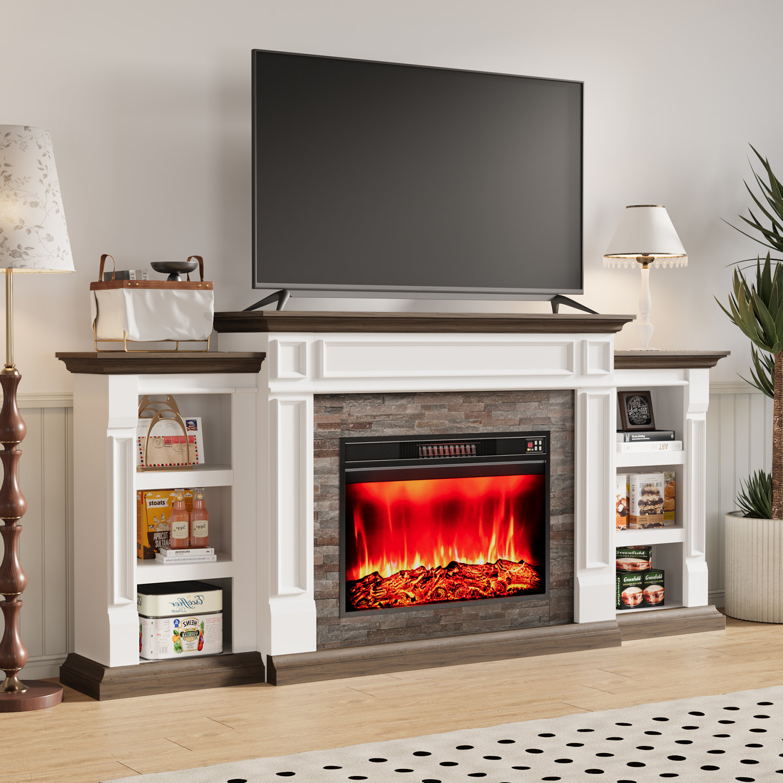 Winston Porter 80" Electric Fireplace Mantel With 30" Electric ...