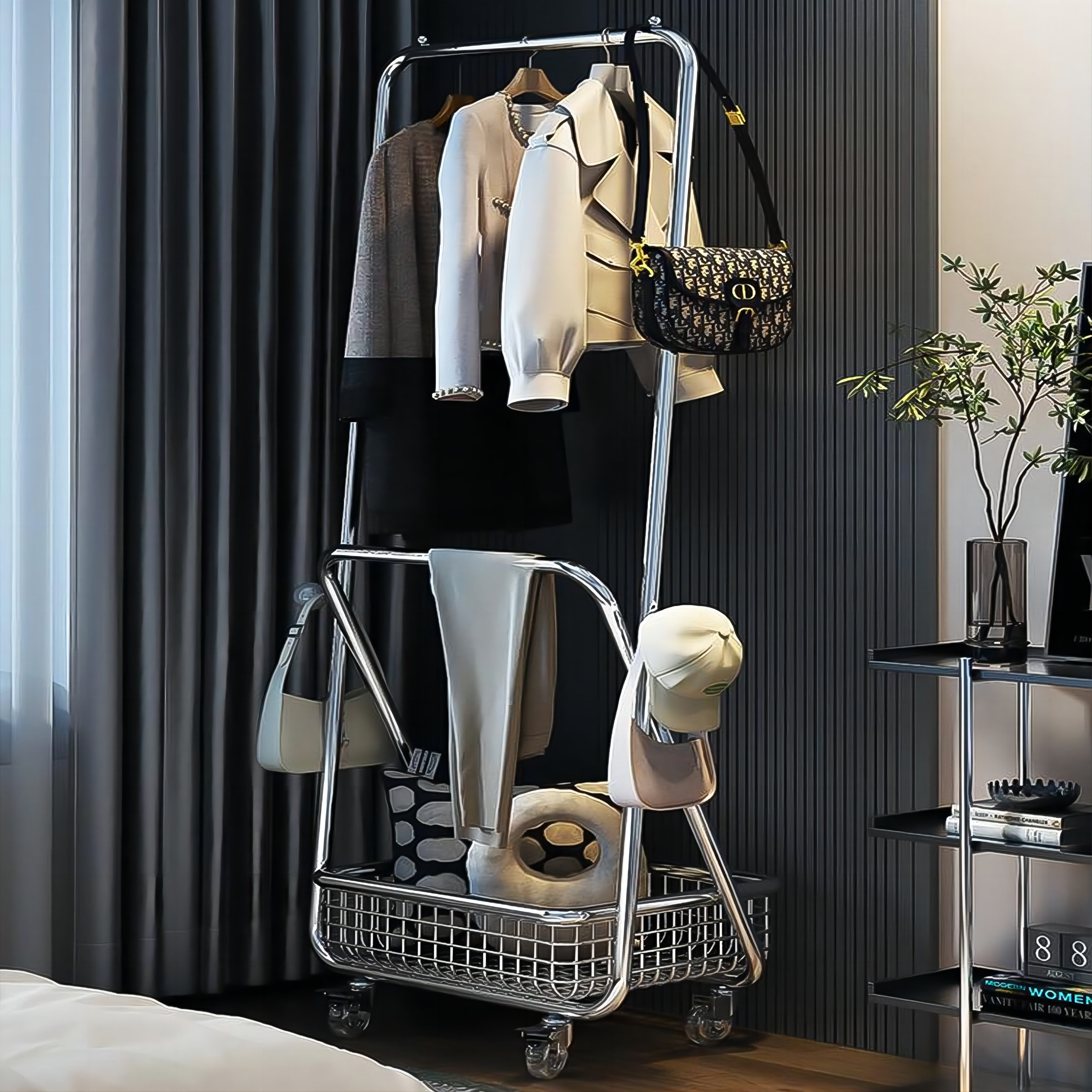 Recon Furniture 24.61'' Carbon Steel Rolling Clothes Racks /Garment ...