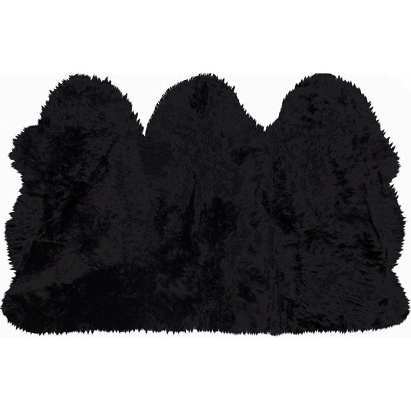 Mercer41 Cyanne Handmade Sheepskin Black Area Rug & Reviews | Wayfair
