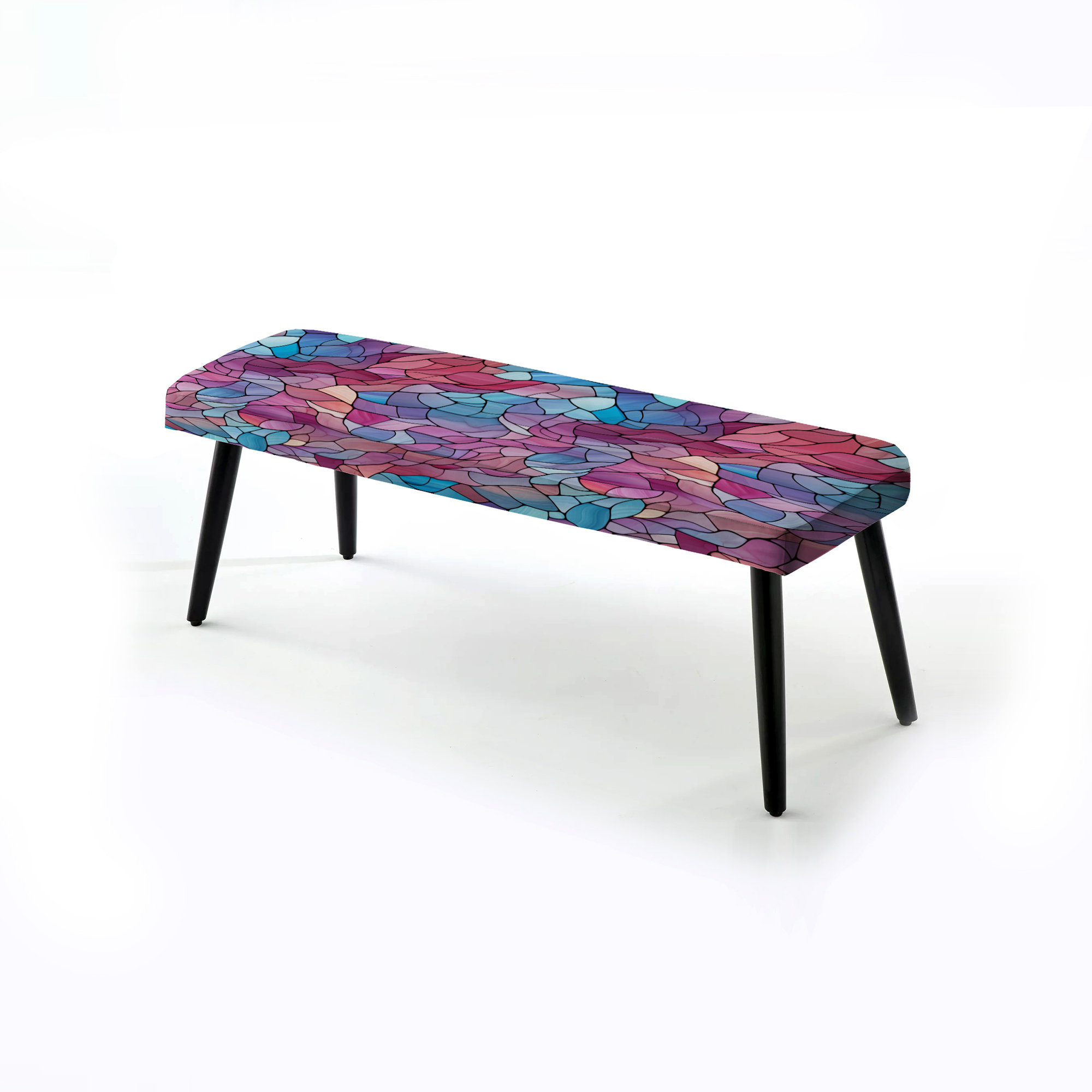 Design Art Island Mosaic Tropical Pattern - Abstract Upholstered Black ...
