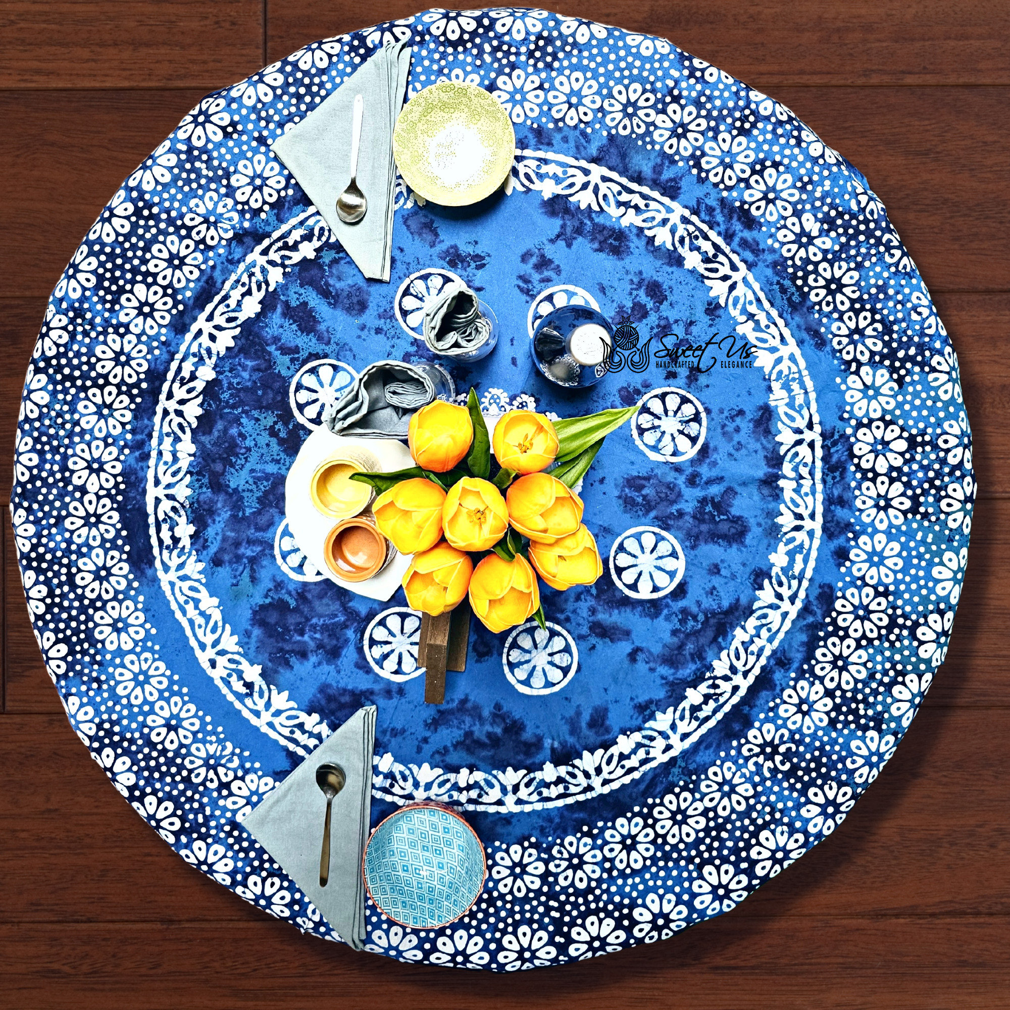 Sweet Us Cotton Batik Floral Round Tablecloth | Wayfair