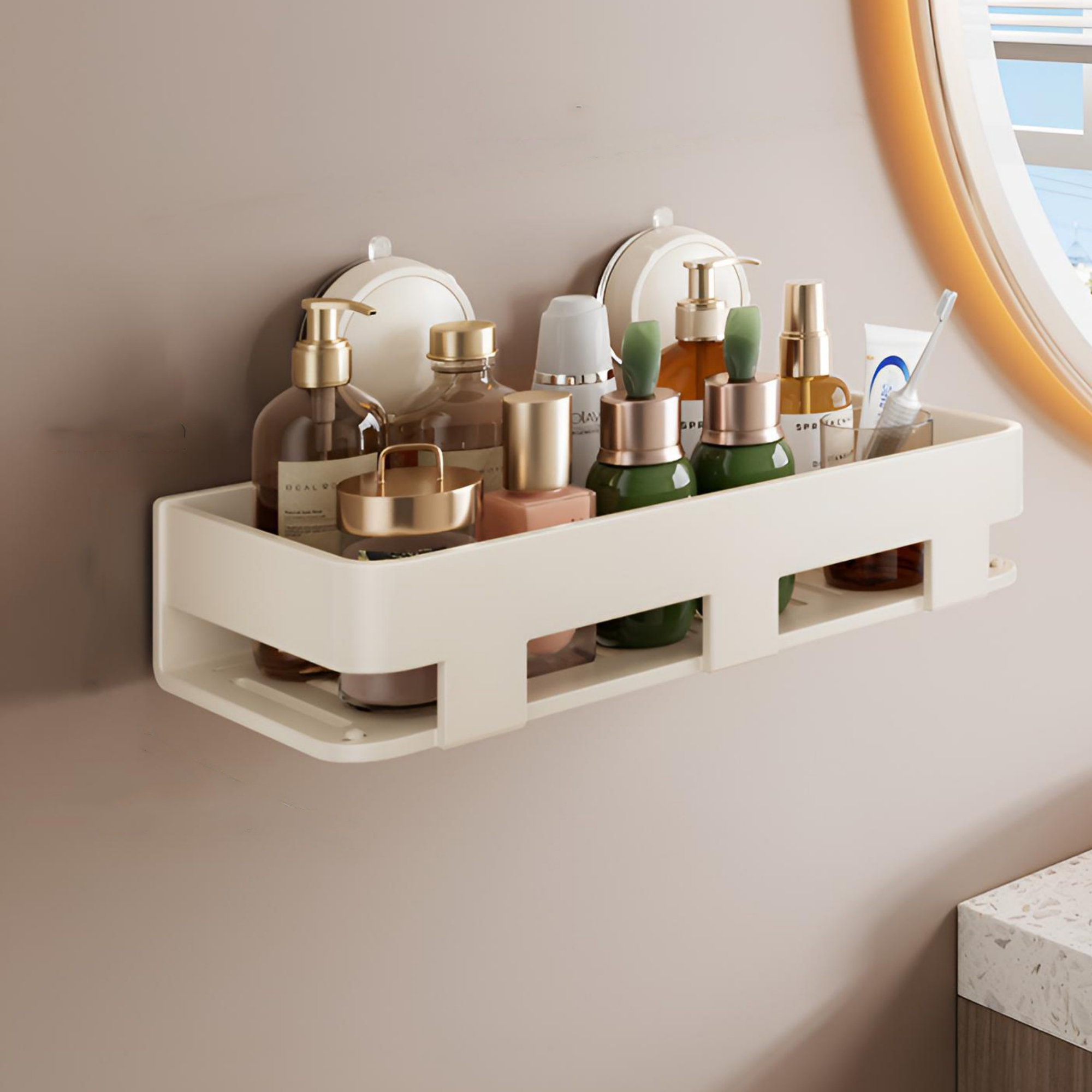 Rebrilliant Strong Suction Cup Storage Rack, Draining Bathroom Storage ...