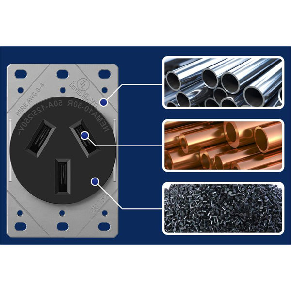 Aotri NEMA 10-50R Flush Mounting Power Outlet,50Amp,3P,3W,125/250V,UL ...