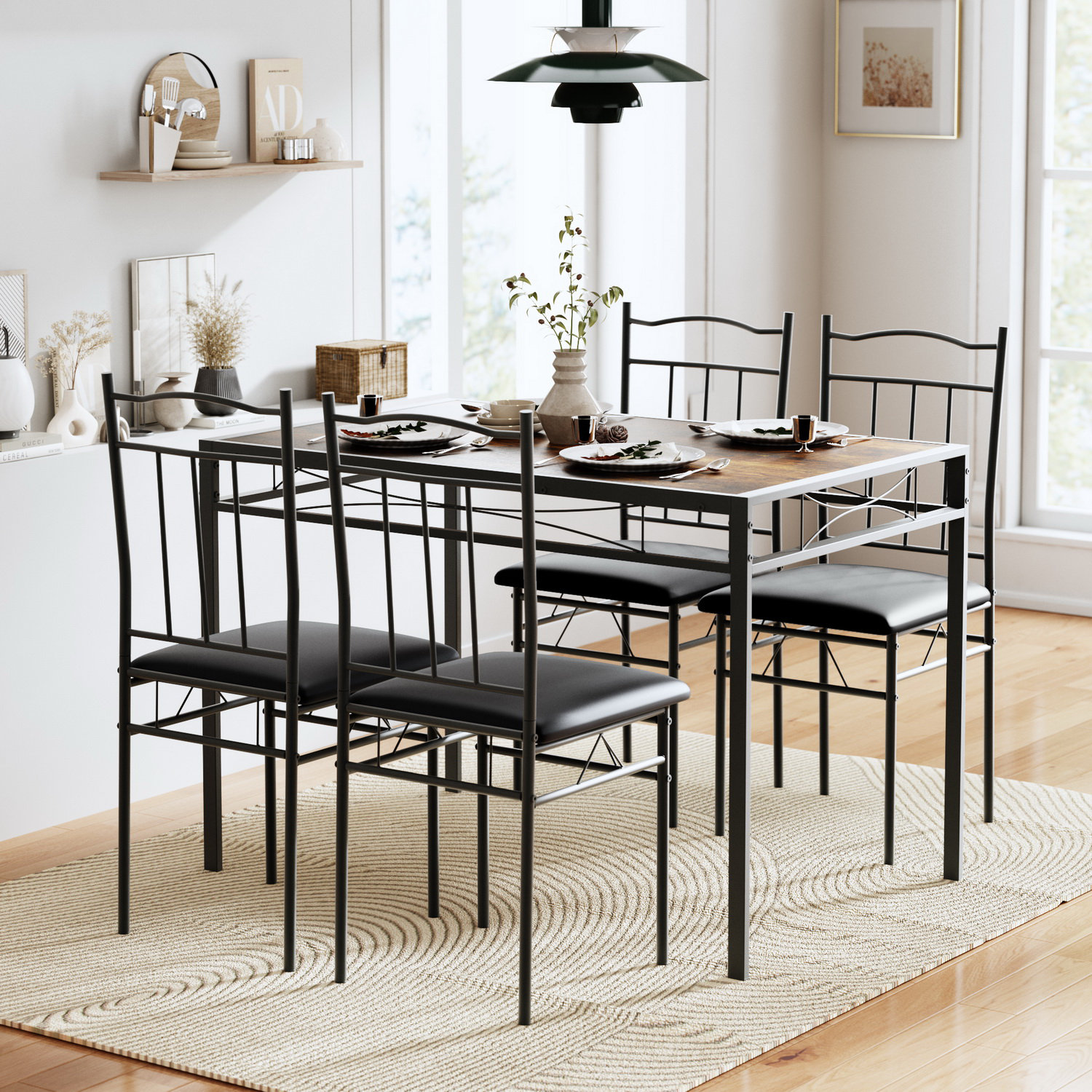 17 Stories Shelva 5 - Piece Dining Set & Reviews | Wayfair