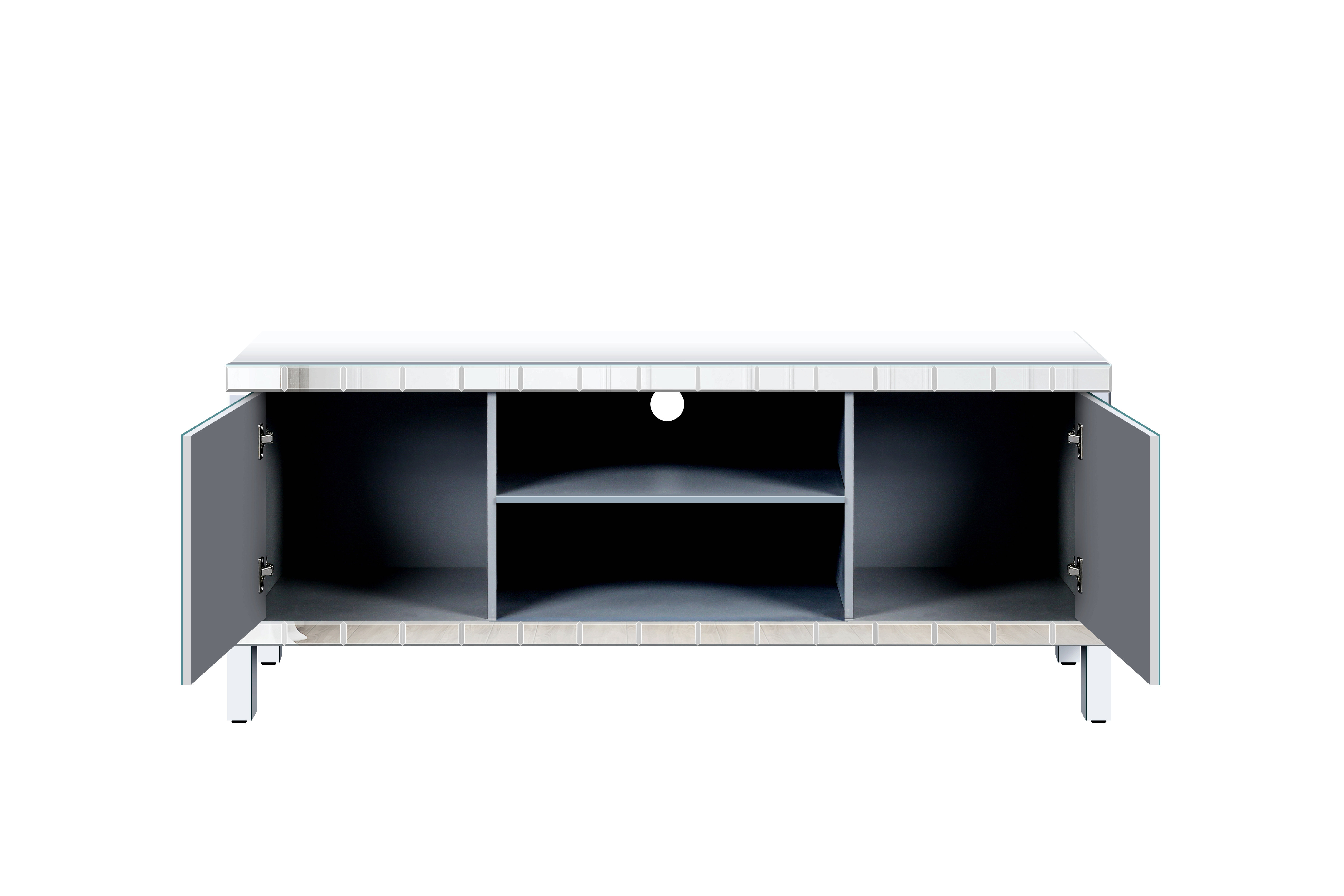 17 Stories Mirrored Tv Stand For 65+ Inch Tv,Sliver Tv Console Table ...