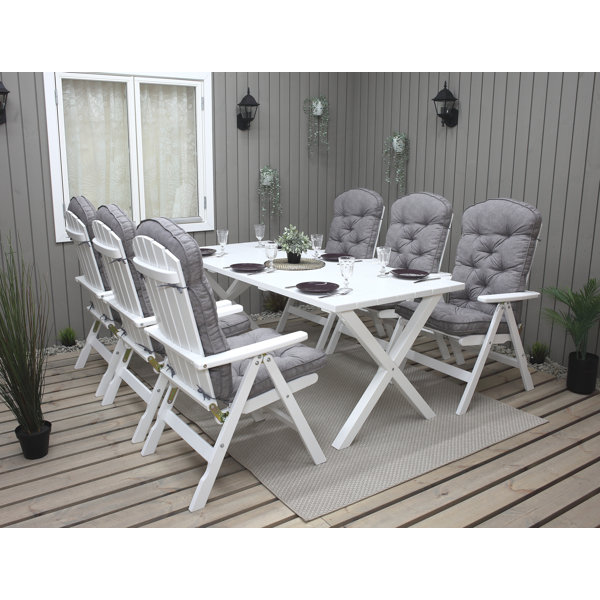 House of Hampton Capuano Rectangular 13 - Piece 6 - Person 190Cm L Pine ...