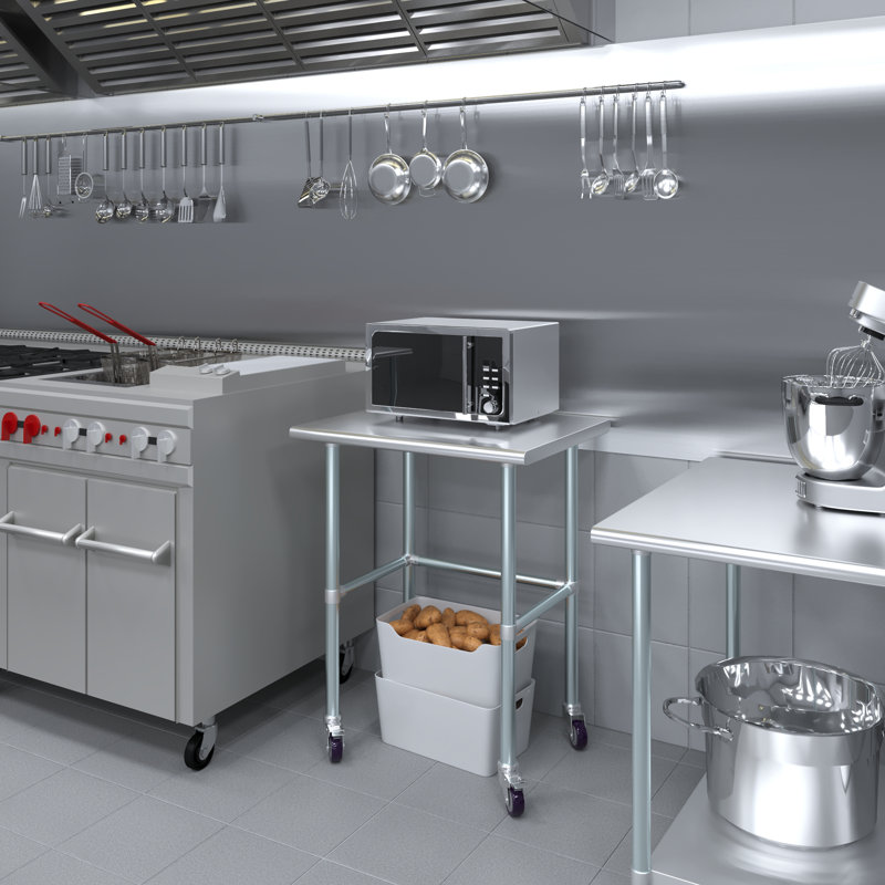 Amgood Stainless Steel Open Base Work Table with Wheels & Reviews | Wayfair