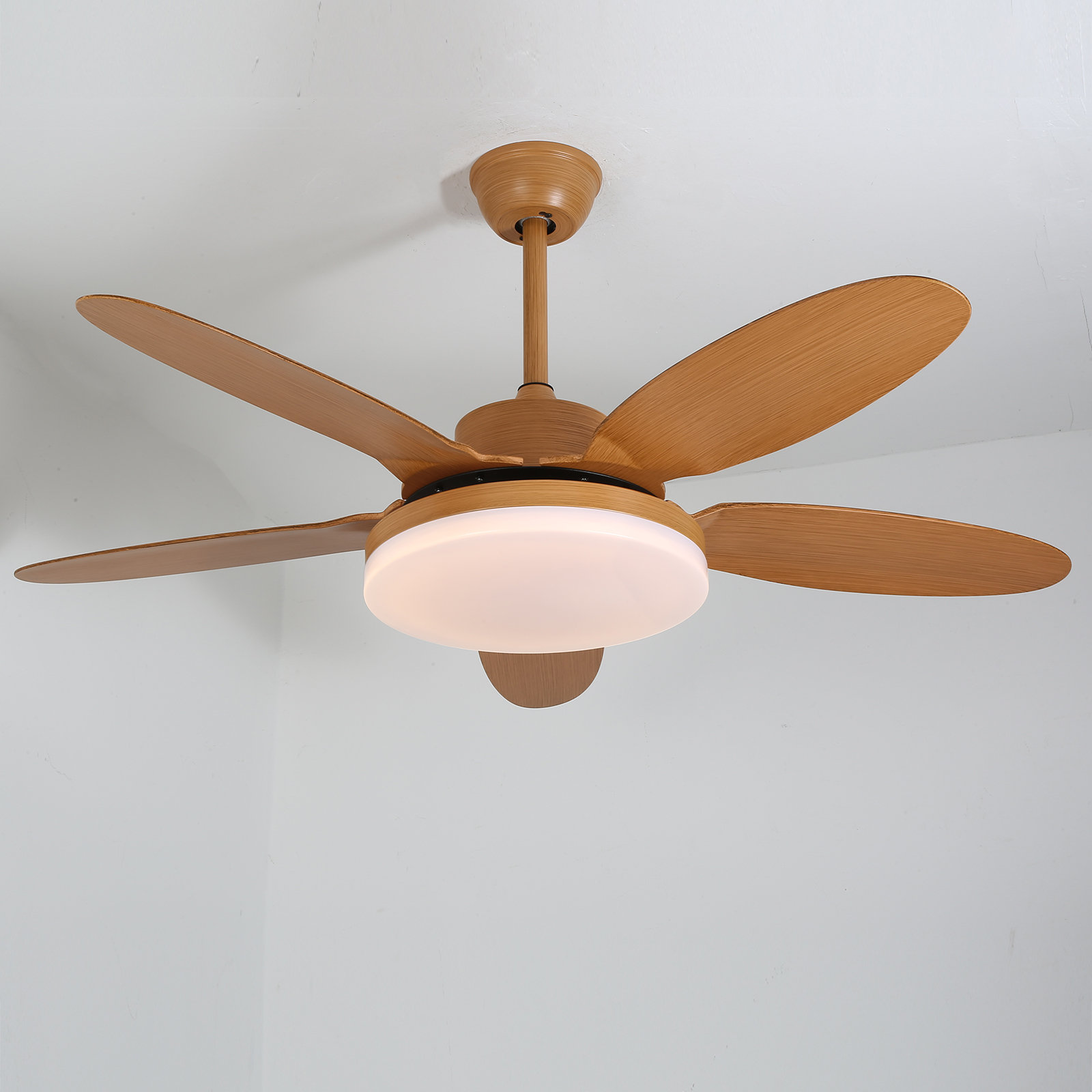 Ivy Bronx 48 Inch 5-Blades Wood Color Ceiling Fan Light With Remote ...