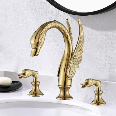 AlenArtWater Ornate Swan Style Bathroom Sink Faucet Combo Deck Mount ...