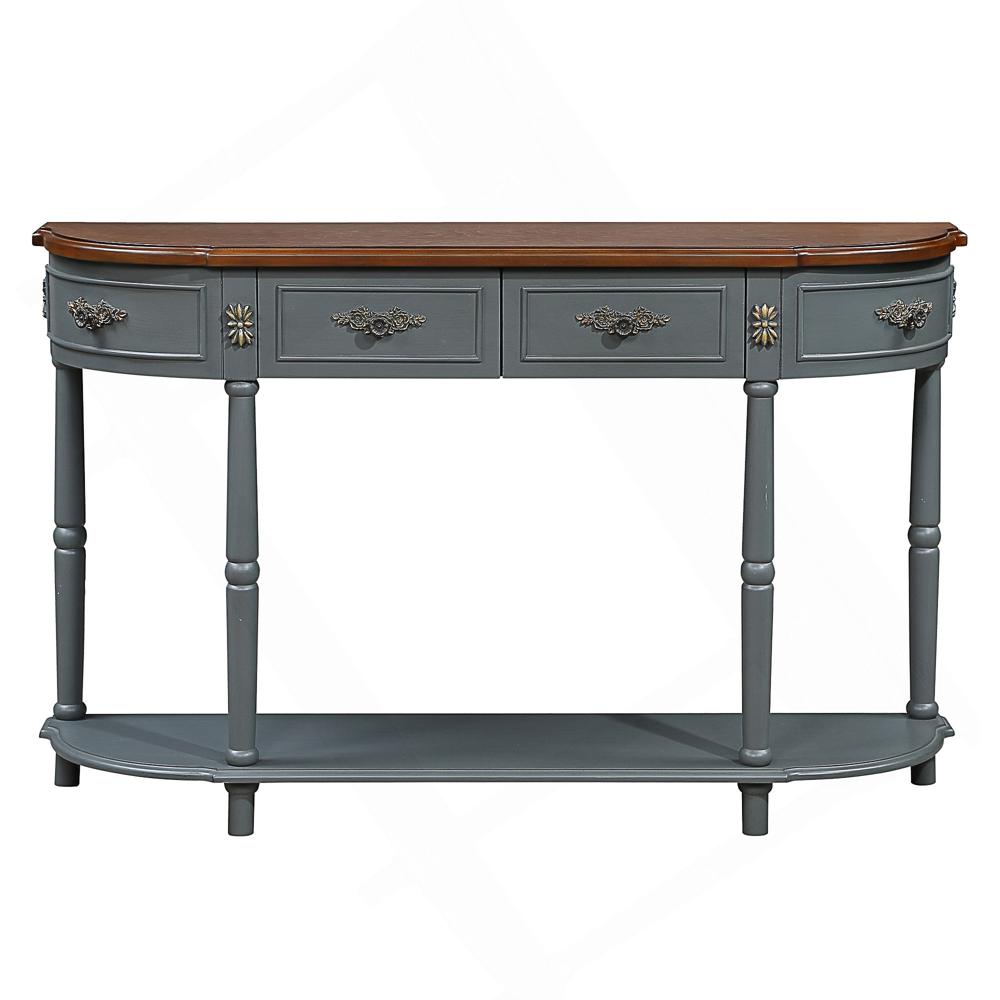 August Grove® Retro Curved Wood Console Table, 52 Inch Circular Half ...