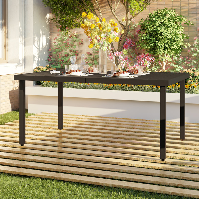 Latitude Run® Rectangular Steel Outdoor Dining Table & Reviews | Wayfair