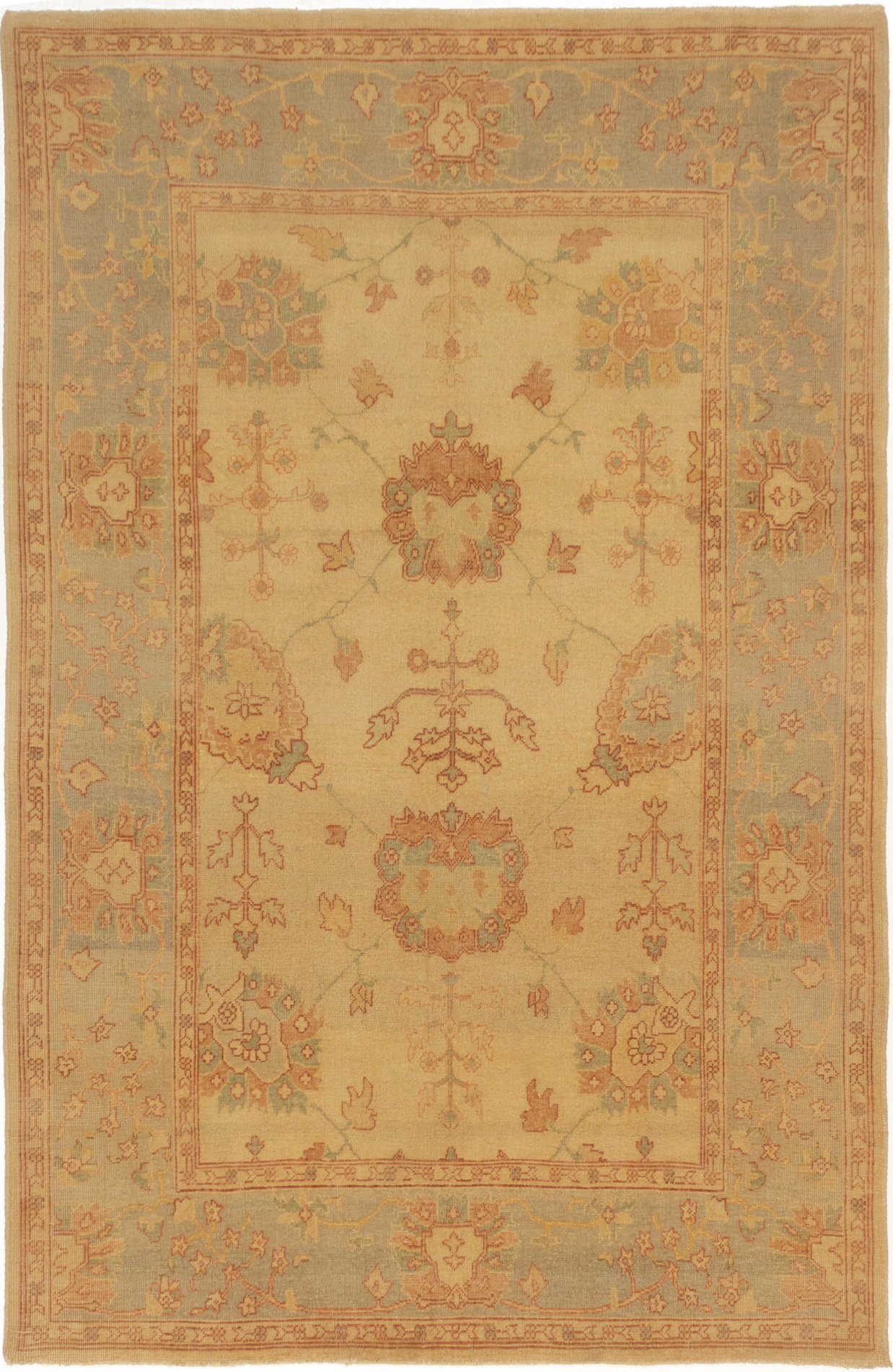 Isabelline One-of-a-Kind Kaliyah Hand-Knotted 2010s Ushak Light Khaki 6 ...