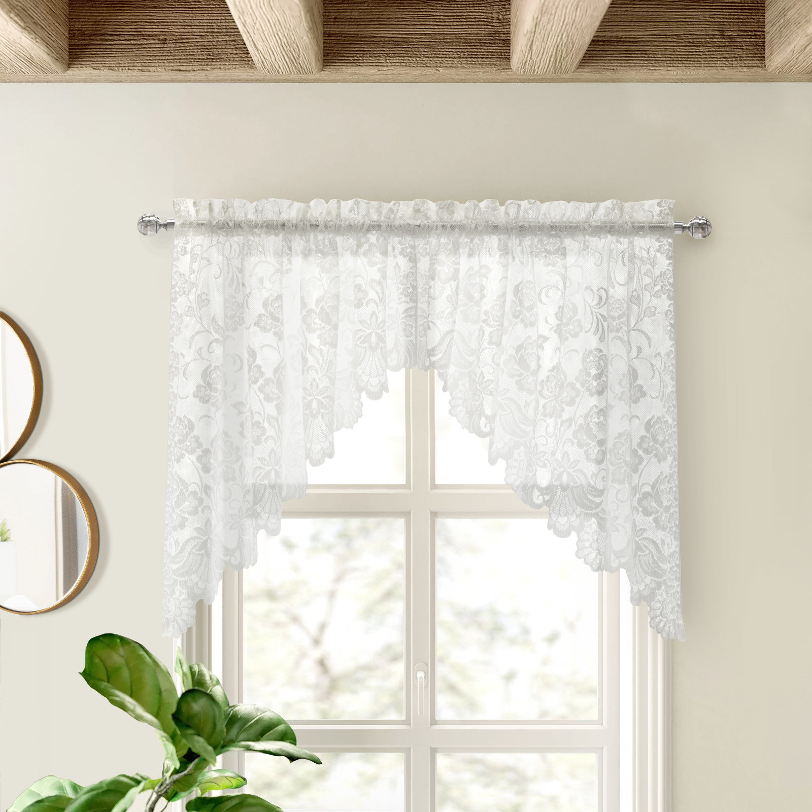 Alcott Hill® Amelio Floral Swag Window Valance | Wayfair