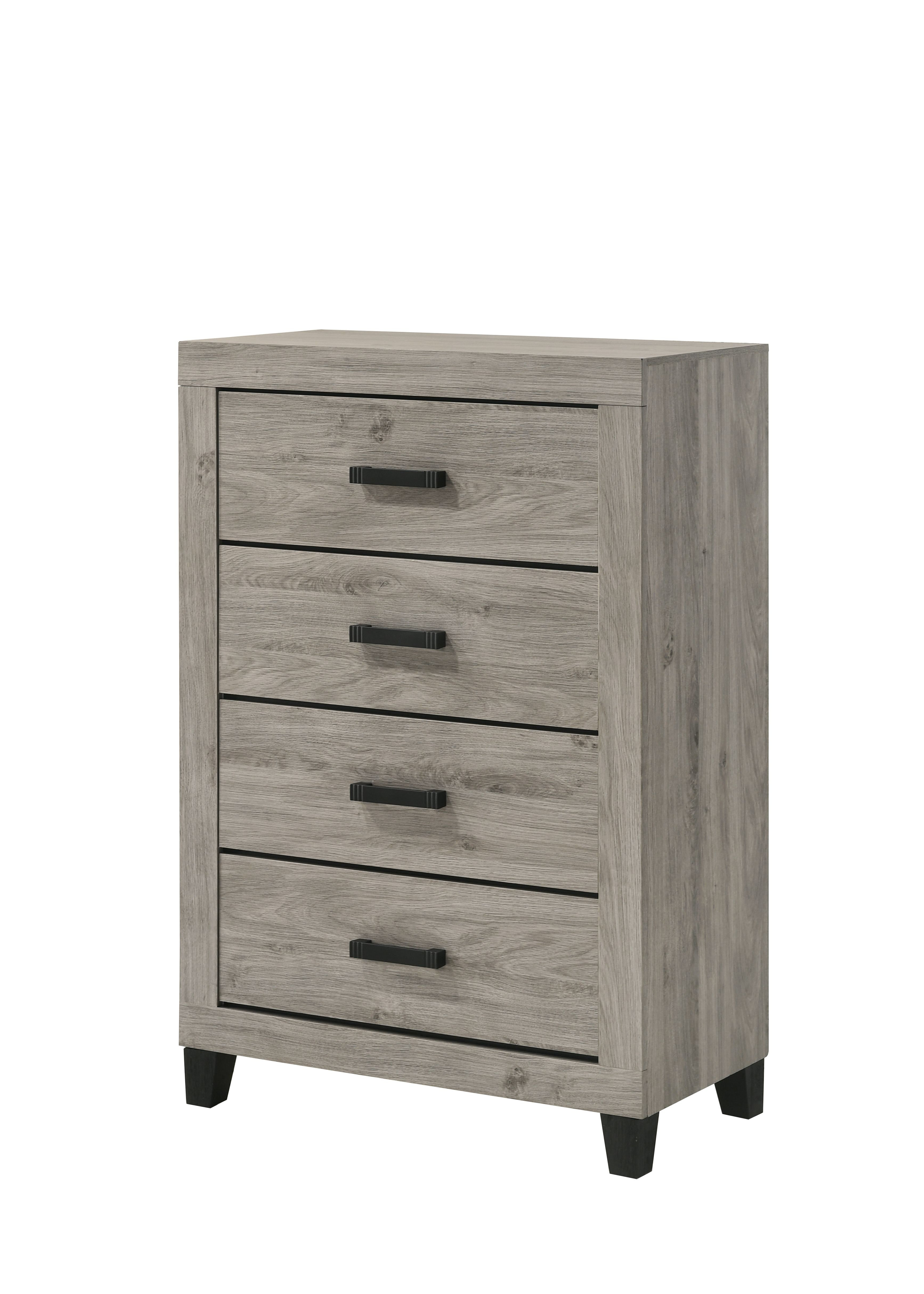Hokku Designs Light Grey Finish Nightstand With Spacious 4 Drawers And ...