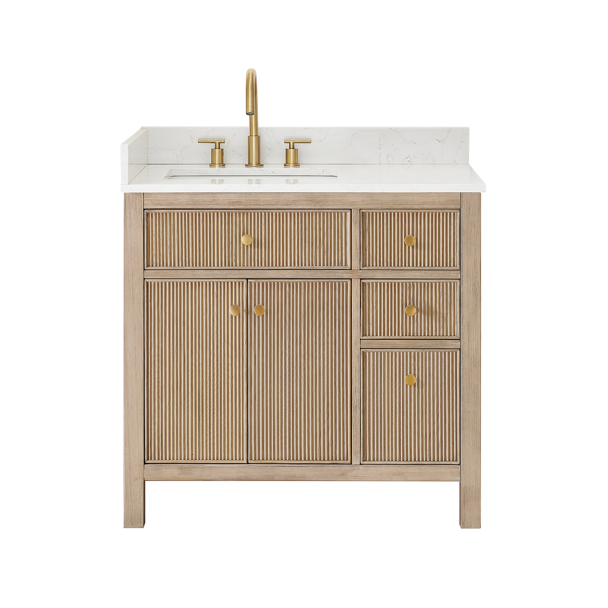 Birch Lane™ Lala 36" Single Bathroom Vanity with Grain White Engineered ...