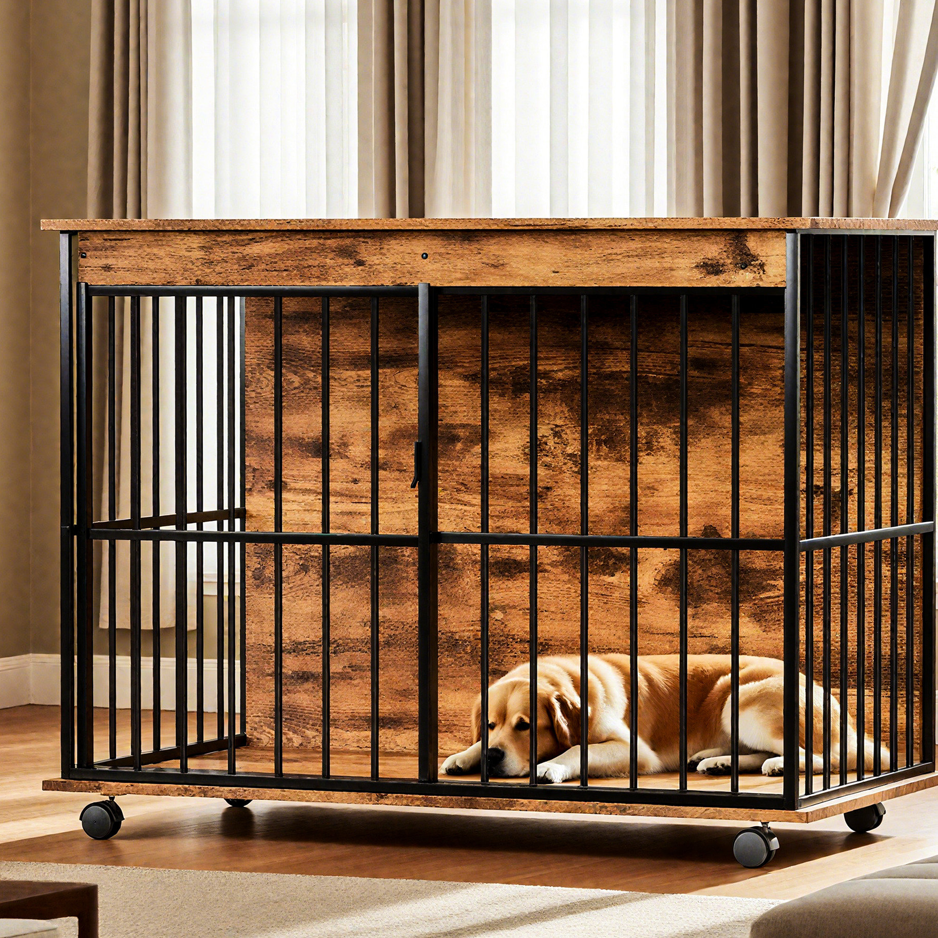 Latitude Run® Large Dog Kennel With Tray, Crafted From And Steel, Ideal ...