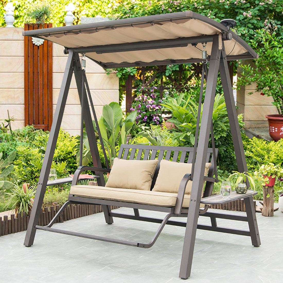 DineElegance.r 2 Person Porch Swing with Canopy | Wayfair