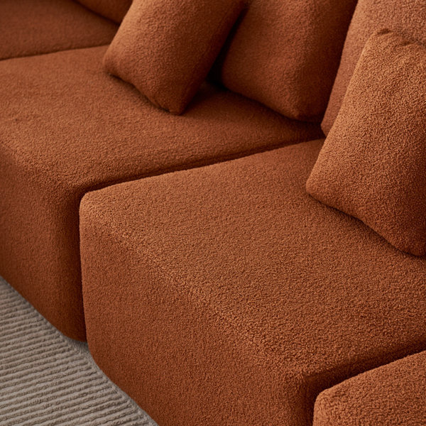 Latitude Run® 5 Seater L Shape Modular Sectional Couch, Modern Sherpa ...