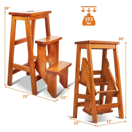 Wildon Home® Oakgrove 3 - Step Wood Folding Step Stool & Reviews | Wayfair