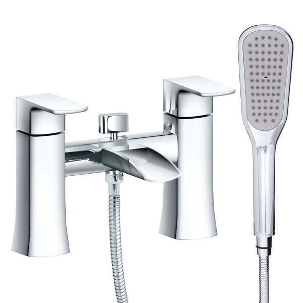 WhiteStone 3 Handle Deck Waterfall Faucet Bath Filler with Diverter ...