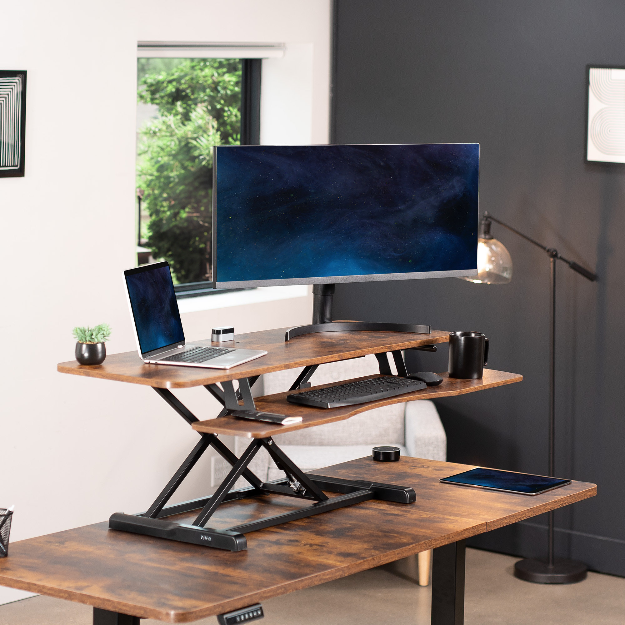 VIVO Height Adjustable 48" Standing Desk Monitor Riser | Wayfair