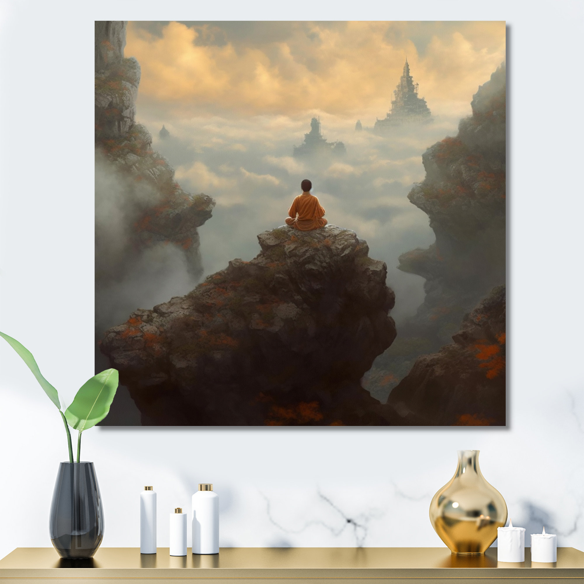 Millwood Pines " Buddhist Monk Mindfulness Meditation " Print on Canvas ...