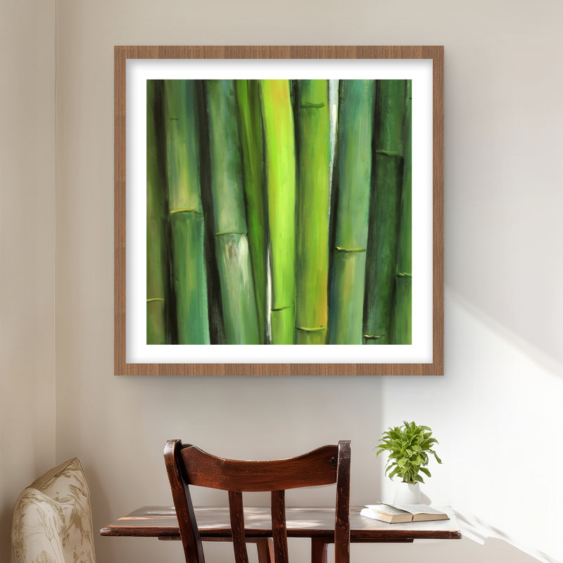 Lark Manor™ Green Bamboo - Botanical Bathroom Framed Matted Print Decor ...