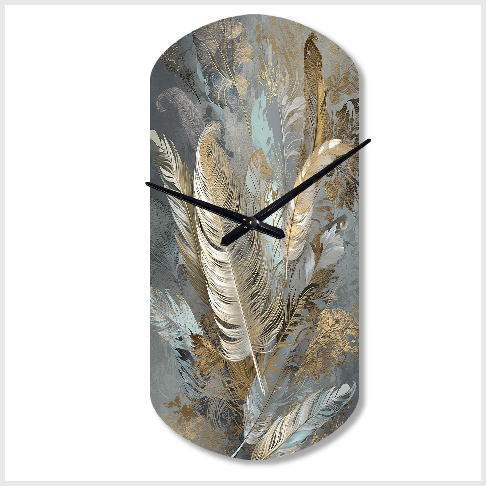 Design Art Gold Feather Extravaganza V - Cylinder Shape Large Gold Wall ...