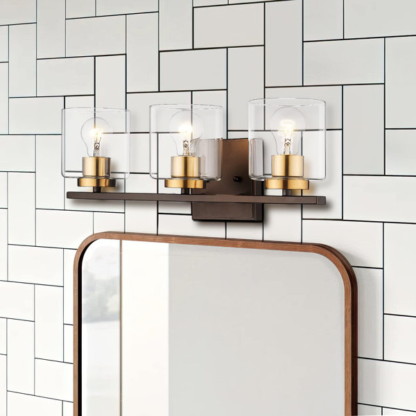 Mercer41 3-Light Farmhouse Vanity Light With Clear Glass Shade In Oil ...