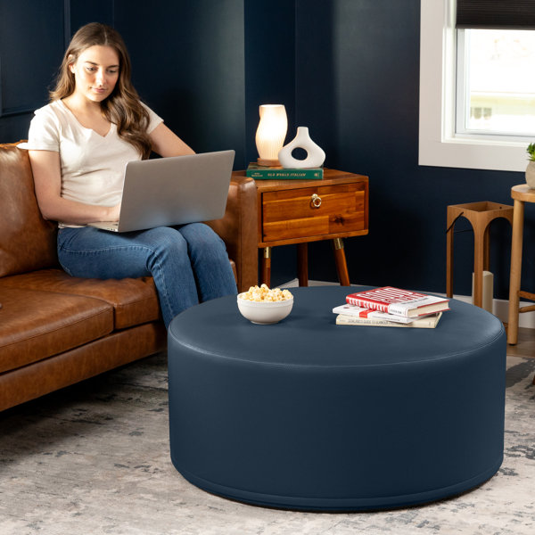 Brayden Studio® Denka Round Couch Ottoman - Oversized Giant Coffee ...