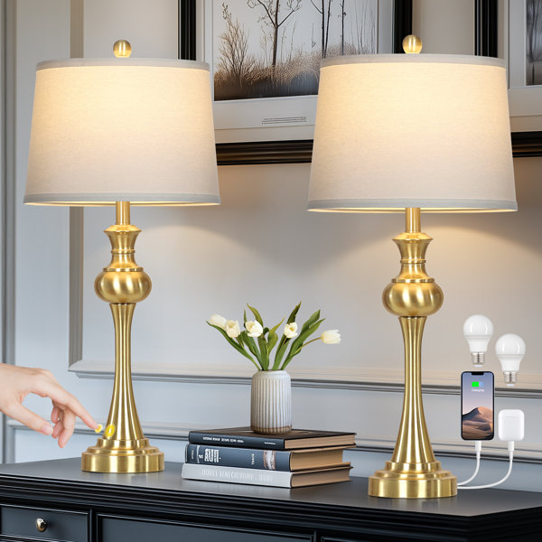House of Hampton 28.75” Tall Metal Dimmable Table Lamp with Touch ...