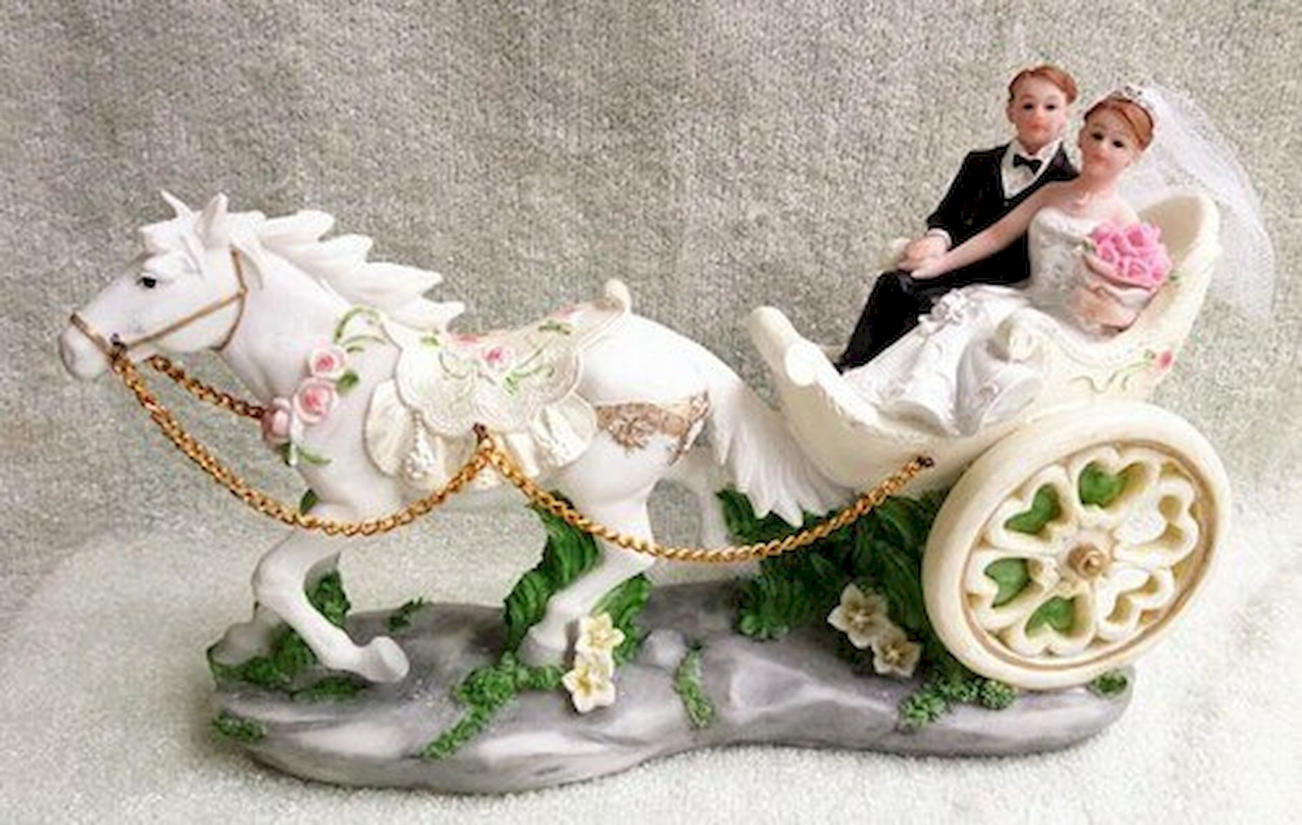 Le Prise™ Adair Wedding Couple in a Horse Drawn Carriage Figurine | Wayfair