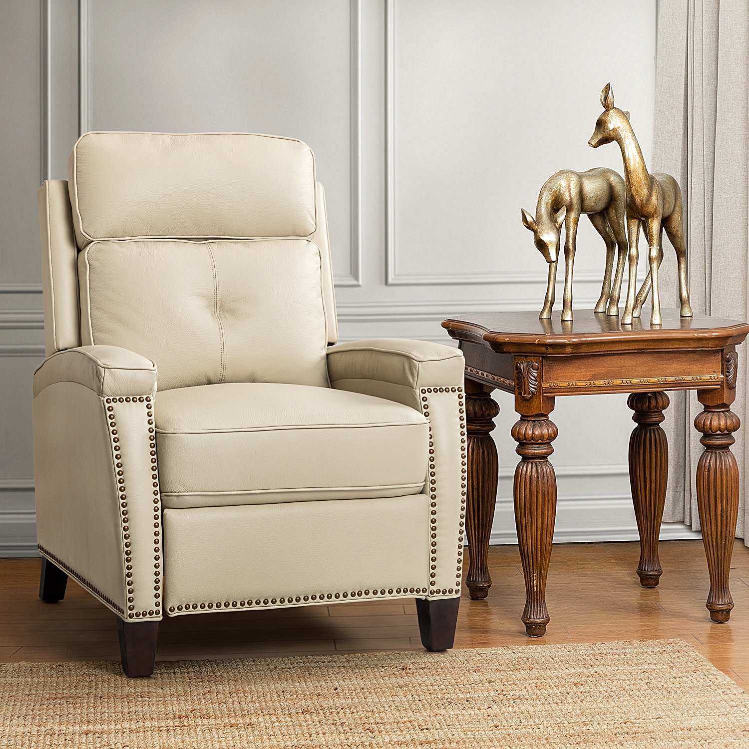 Three Posts™ Glendale Heights 31" Wide Genuine Leather Manual Club ...