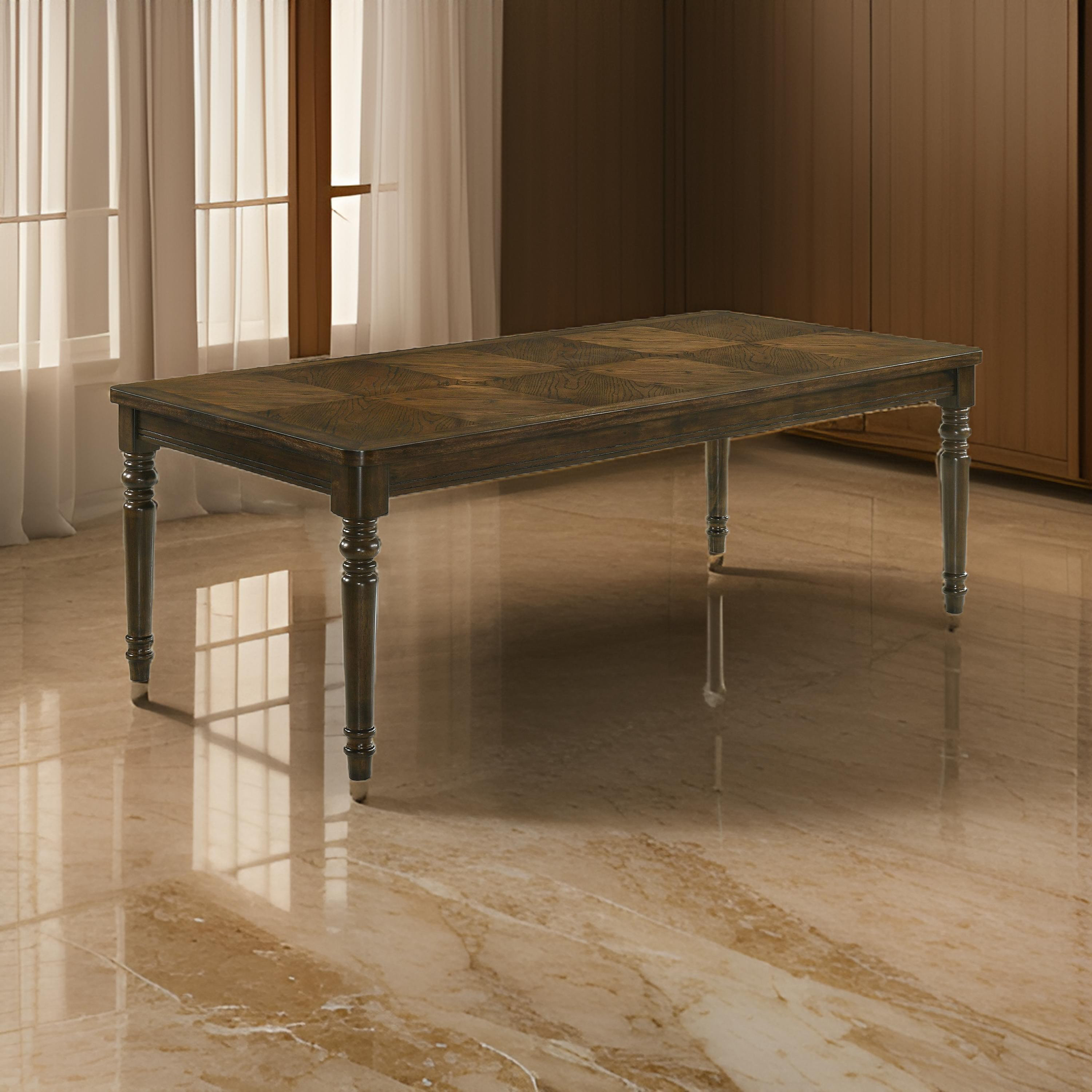 Benjara Ross Dining Table, 87 Inch Rectangular Top, Chestnut Brown ...