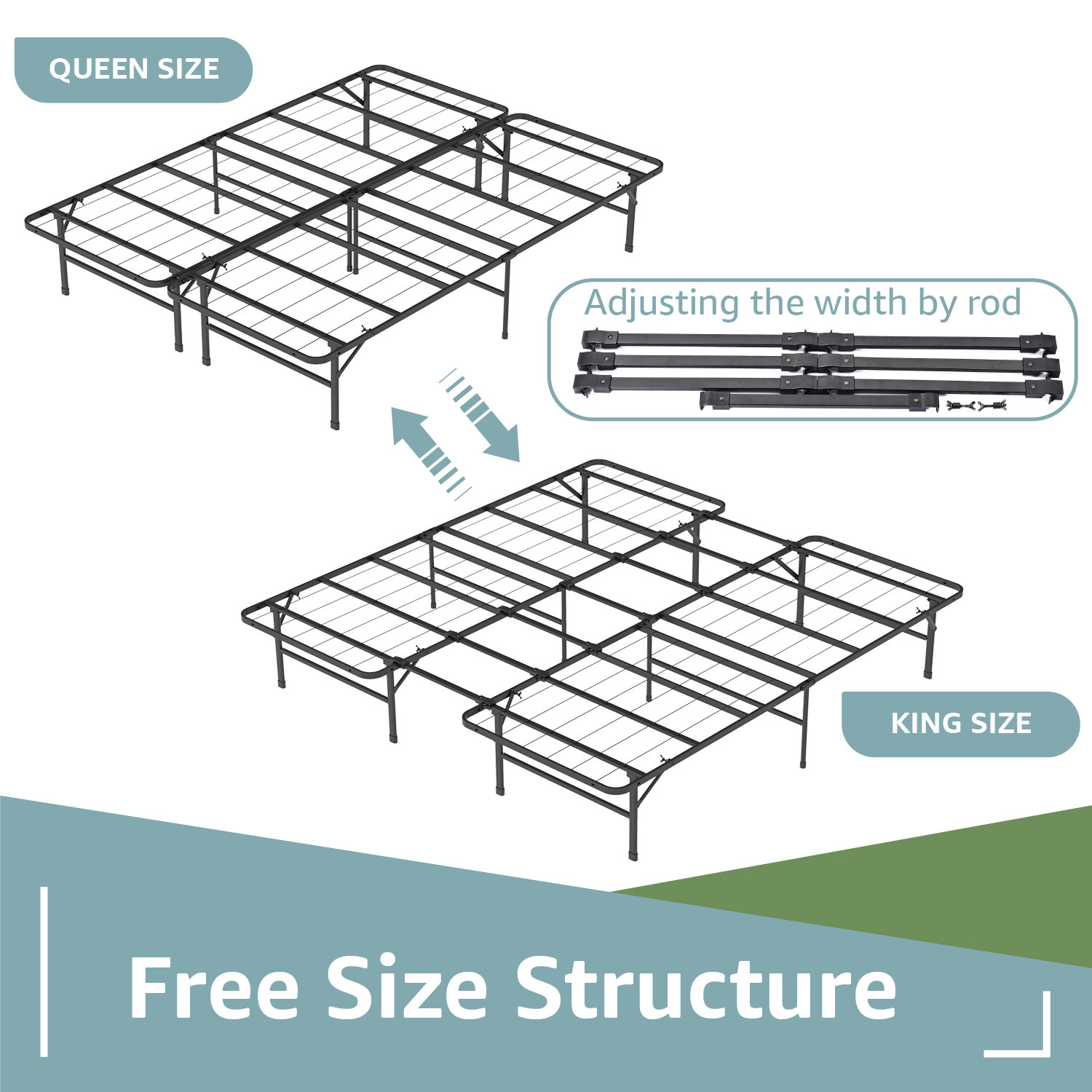 Ebern Designs Roselynne 14'' Adjustable Bed Frame Folding Bed Frame ...