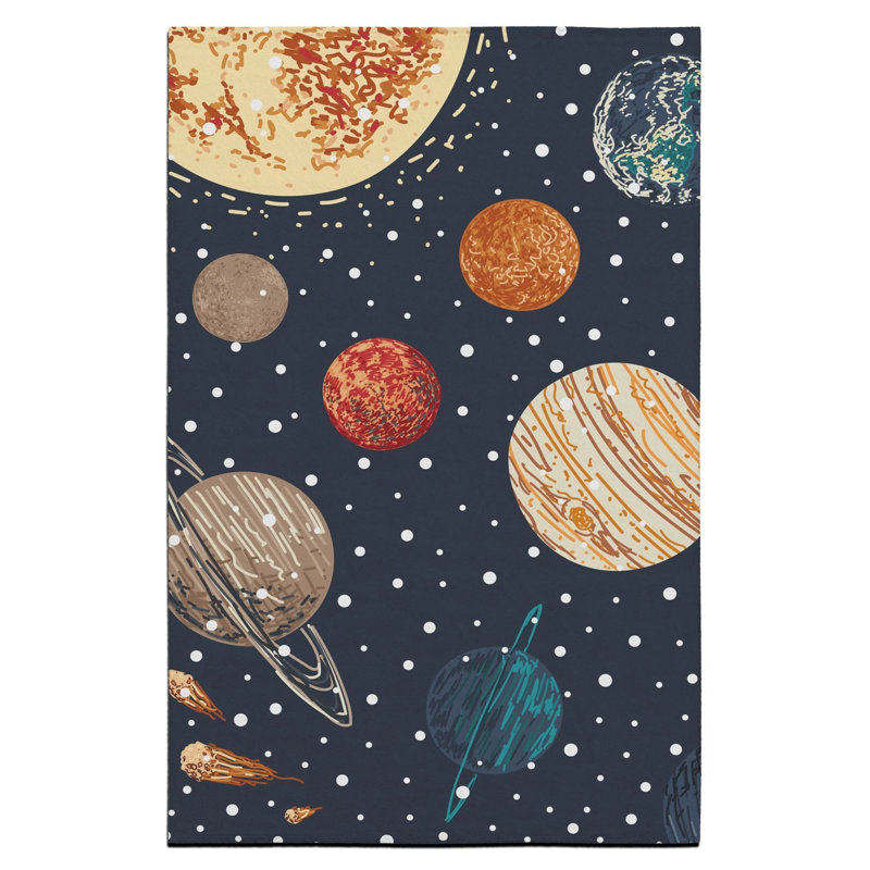 Bungalow Rose Space Themed Woven Floor Rug | Wayfair