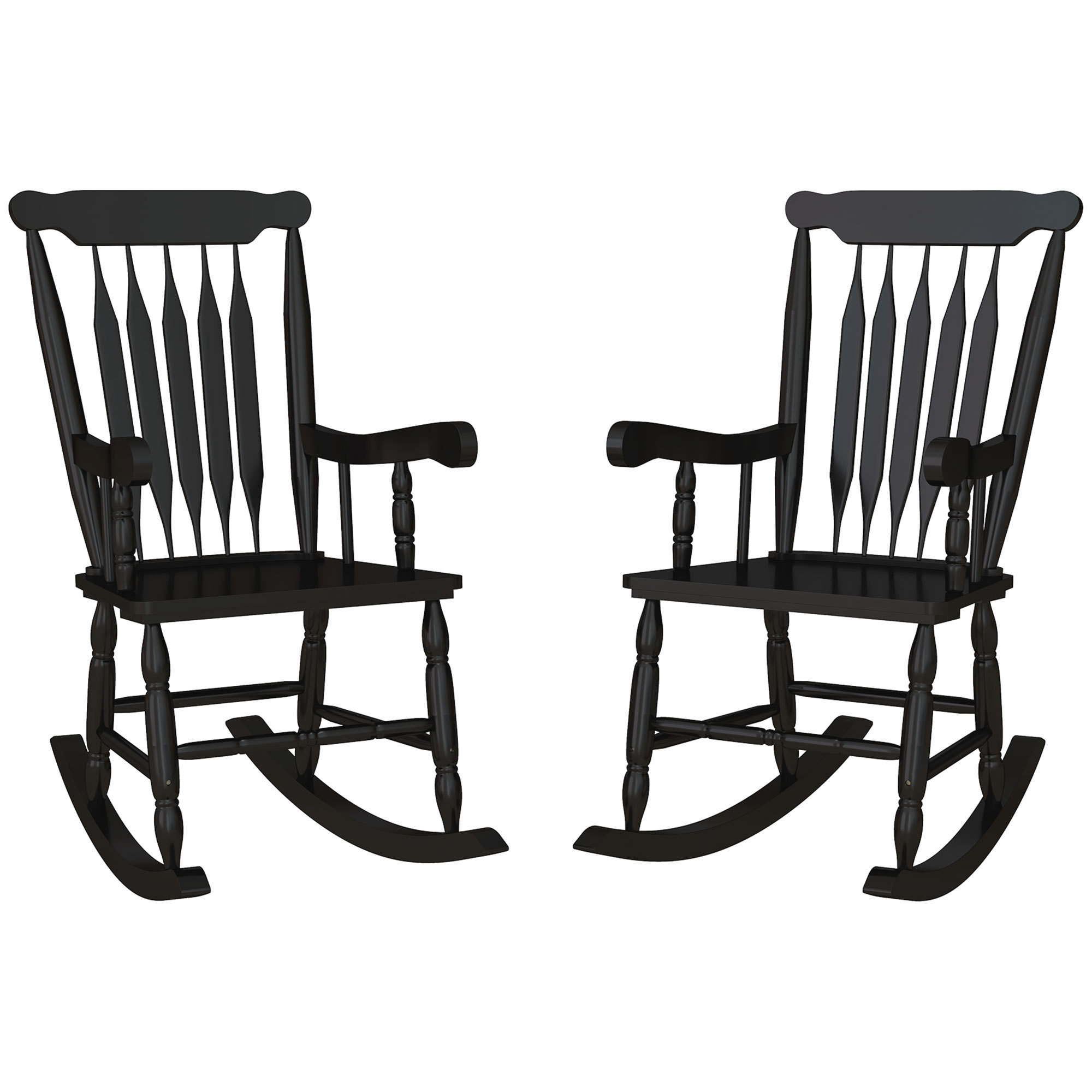 One Allium Way Comfortable Sway Wood Rocking Chairs Set For Gardens ...