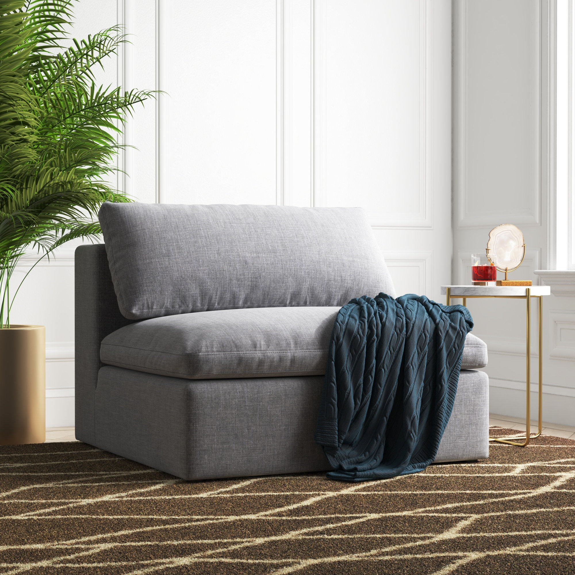 Latitude Run® Burrows Aiobha 39" Wide Linen Modular Armless Chair | Wayfair