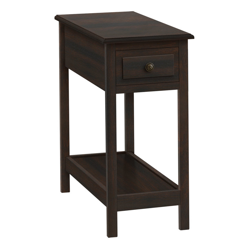 Benjara Side End Table, 12 X 24 Narrow Rectangular, 1 Drawer, Dark ...