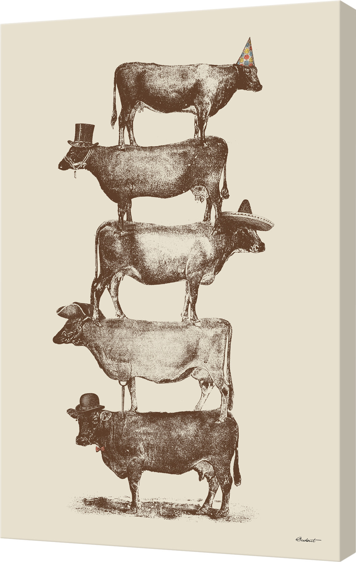 Curioos 'Cow Stack' Print on Wrapped Canvas | Wayfair