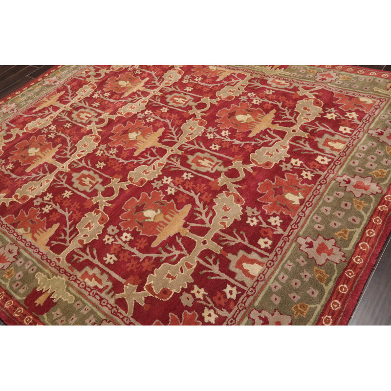 Oriental Rug of Houston Handmade Wool Red/Green Rug | Wayfair