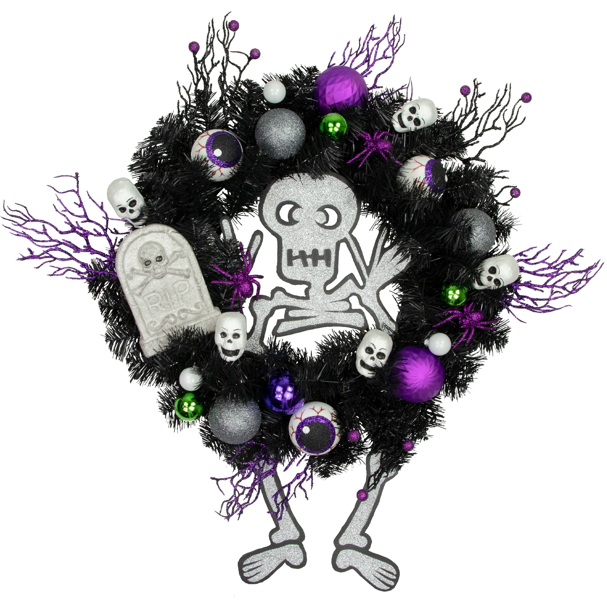 Northlight Seasonal Purple and Black Spooky Skeleton Pine Halloween ...