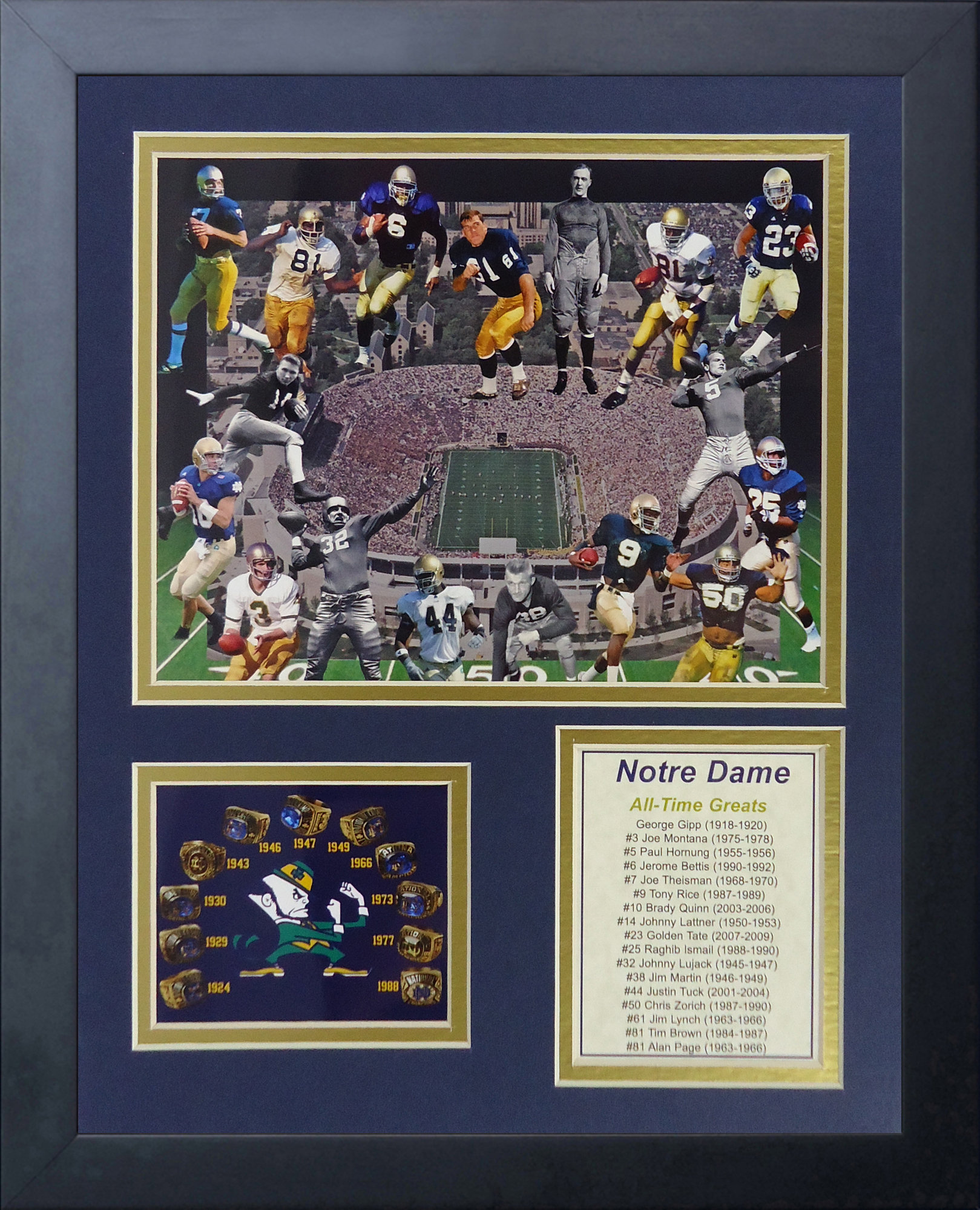 Legends Never Die Notre Dame Greats Framed Memorabilia & Reviews | Wayfair