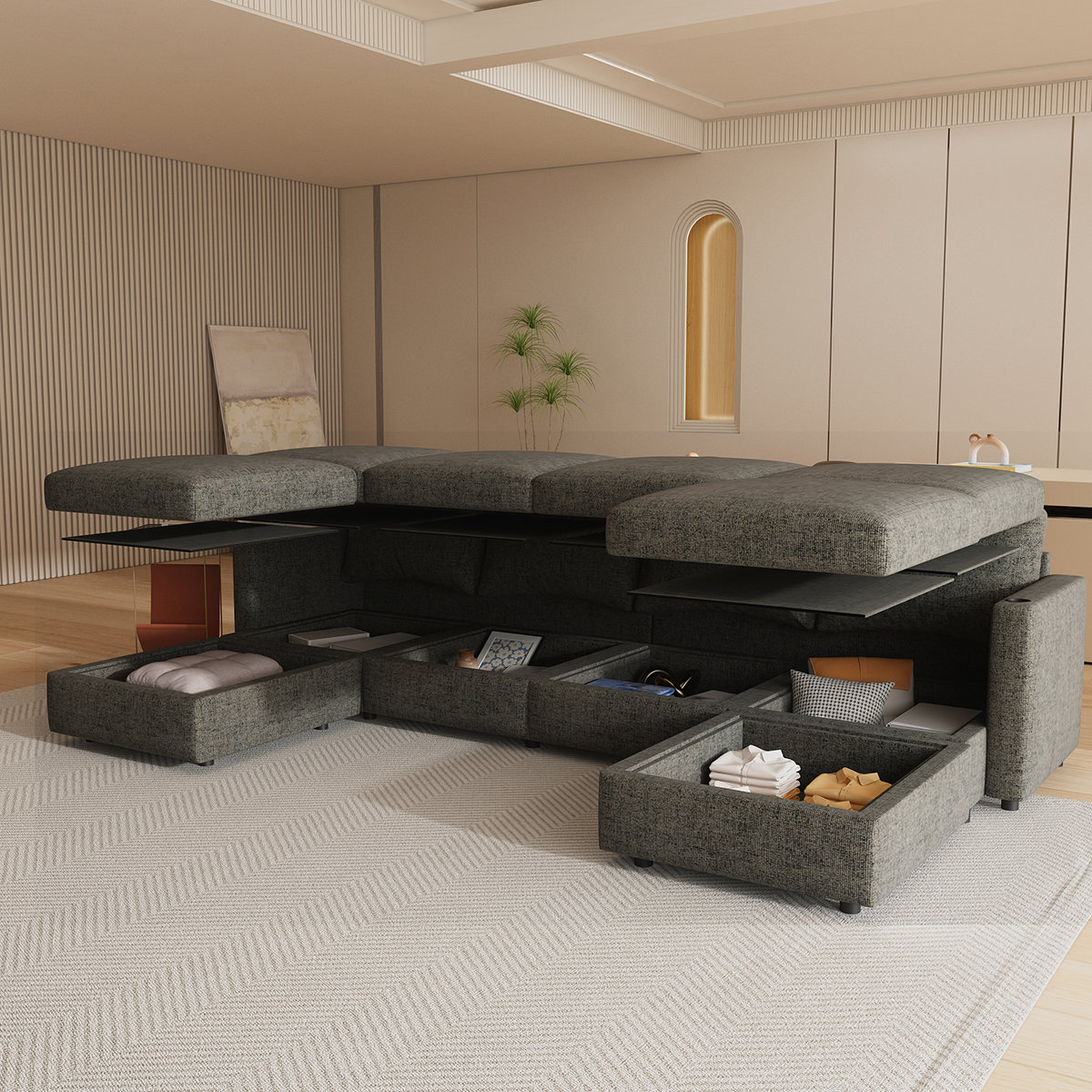 Latitude Run® Versatile Modular Sofa with Storage and Comfortable ...