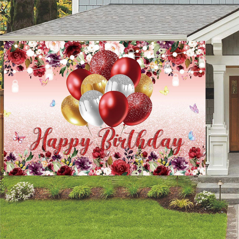 The Party Aisle™ Red Happy Birthday Party Backdrops Cloth 71x47 in ...